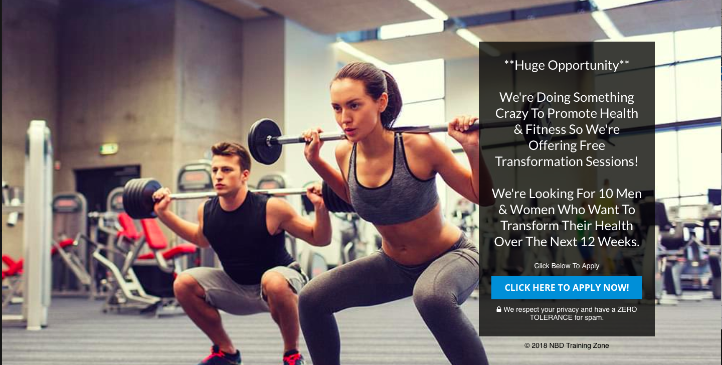 NBD Training Zone: 12 Weeks Transformation Offer